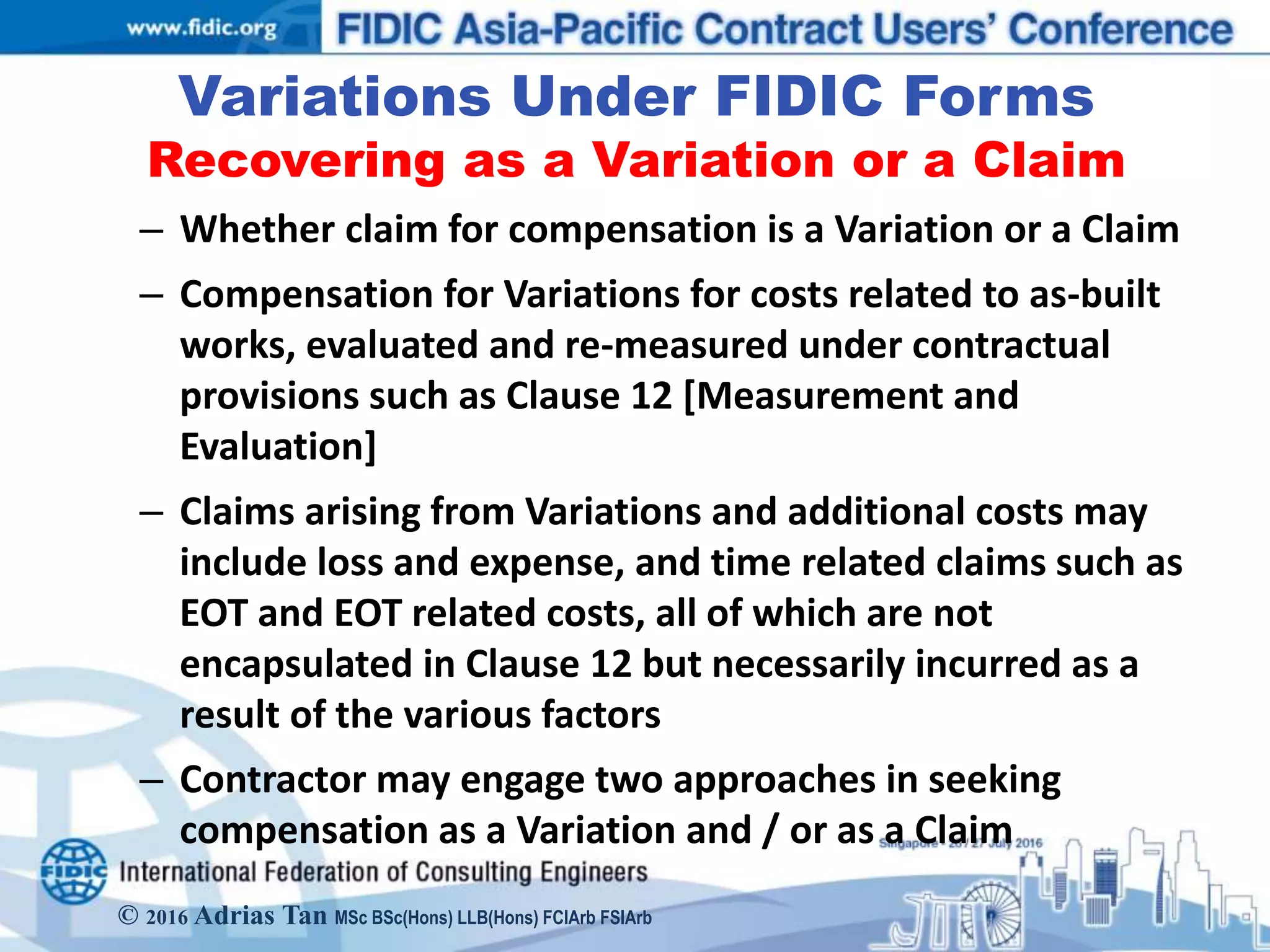 FIDIC 2016 Day02-1010 Variations Under FIDIC Forms, Adrias Tan | PPSX