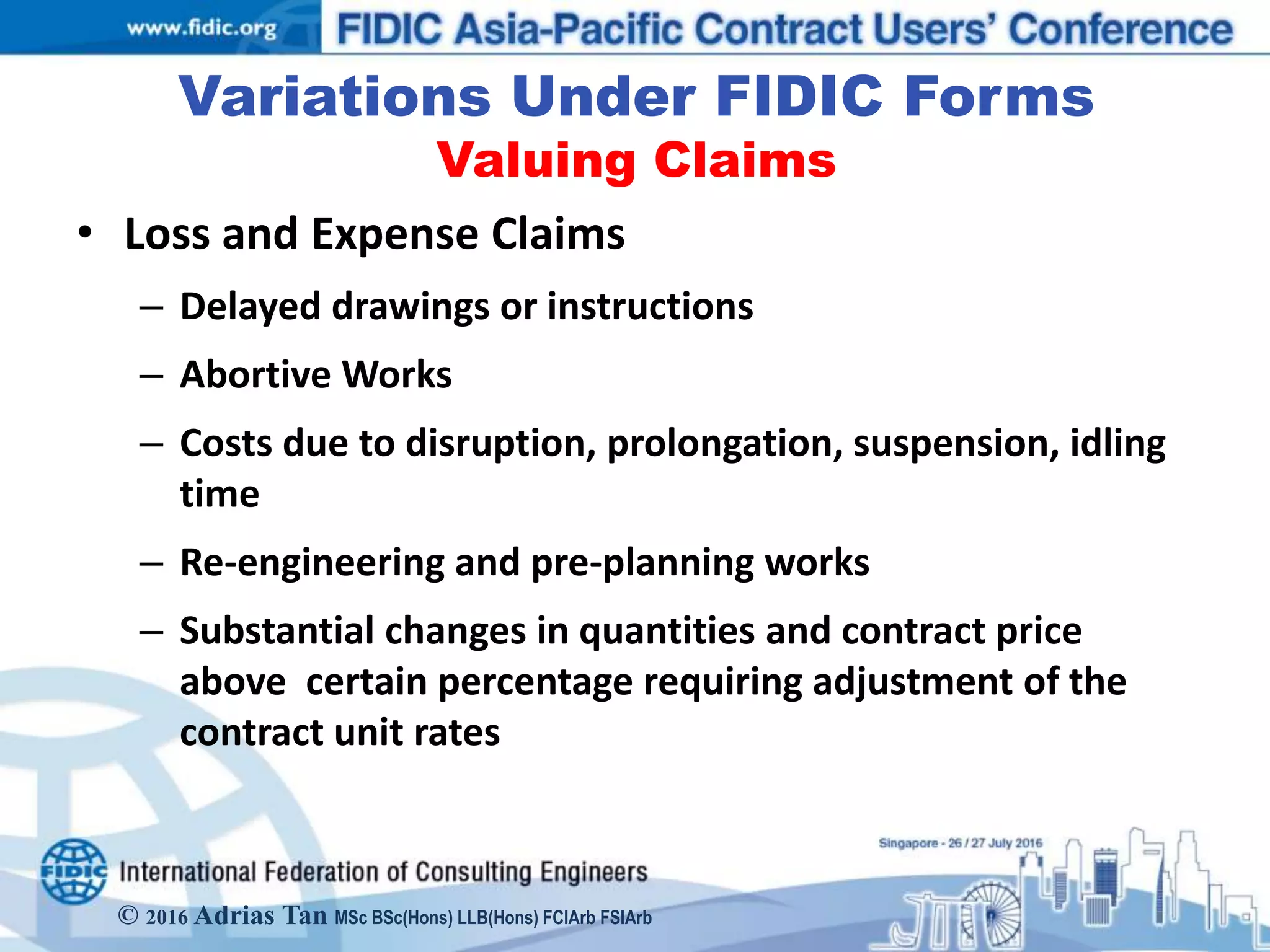 FIDIC 2016 Day02-1010 Variations Under FIDIC Forms, Adrias Tan | PPT