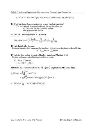 Ec8352 signals and systems 2 marks with answers | PDF