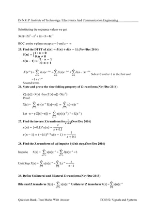 Ec8352 signals and systems 2 marks with answers | PDF