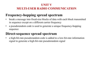 EC8394 MULTI USER RADIO COMMUNICATION UNIT V | PPT