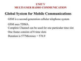 EC8394 MULTI USER RADIO COMMUNICATION UNIT V | PPT