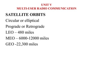 EC8394 MULTI USER RADIO COMMUNICATION UNIT V | PPT