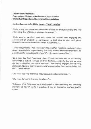 student comments for Philip Hannay (tutor) 2014-15 | PDF
