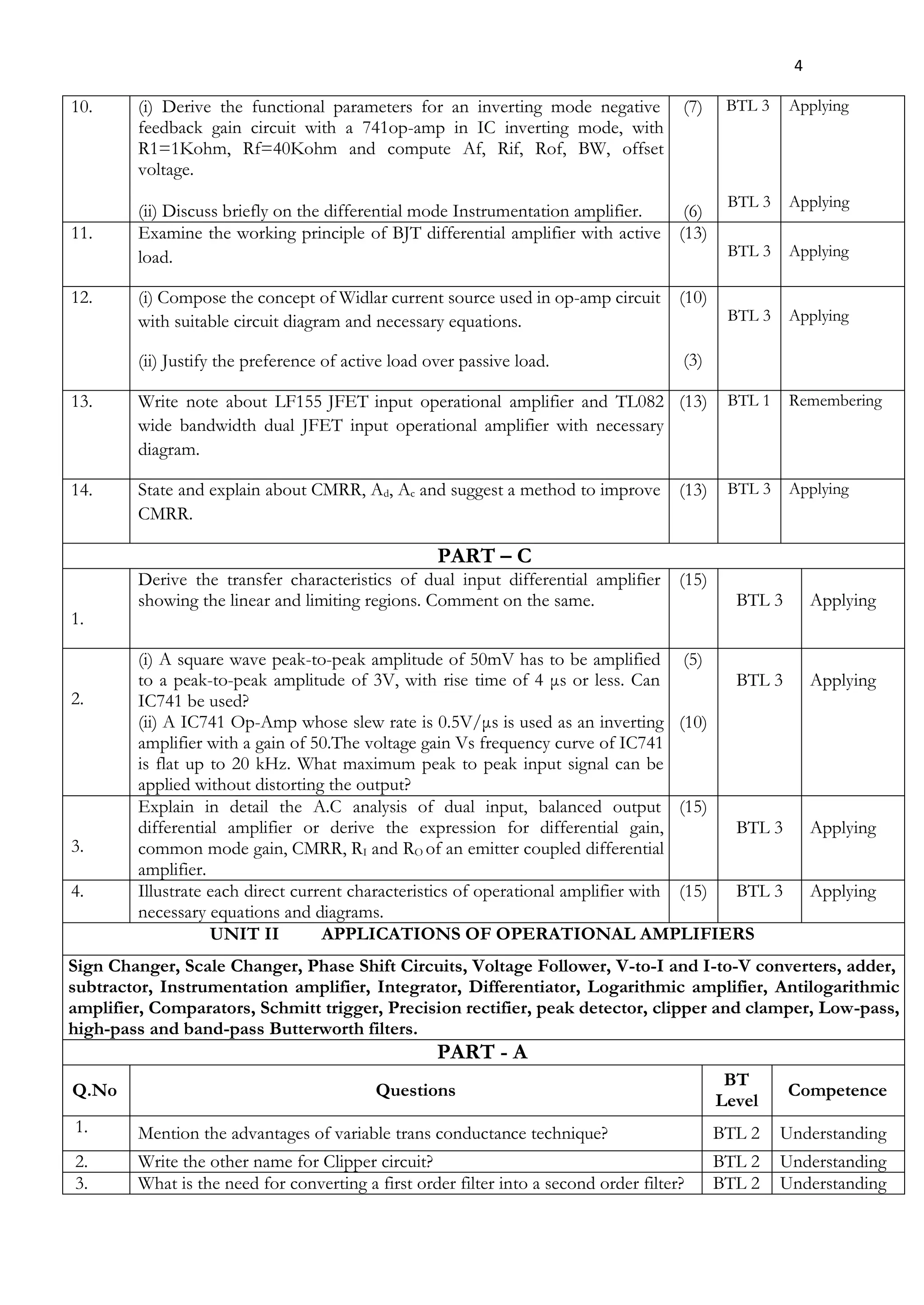 EC8453 Linear Intergrated circuits question bank | DOC