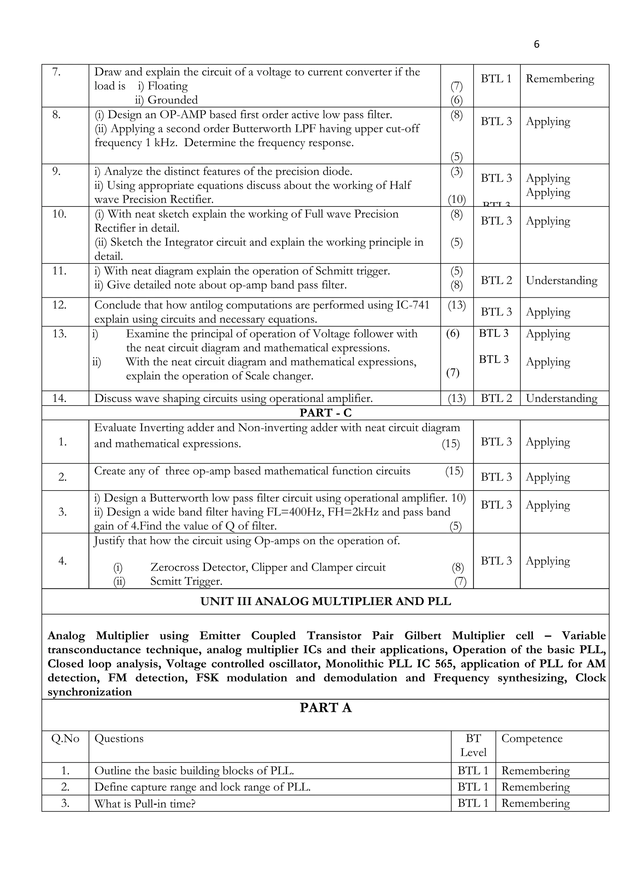 EC8453 Linear Intergrated circuits question bank | DOC