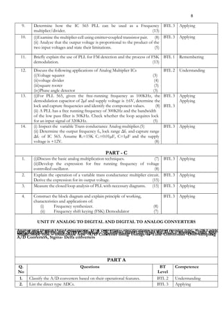 EC8453 Linear Intergrated circuits question bank | DOC