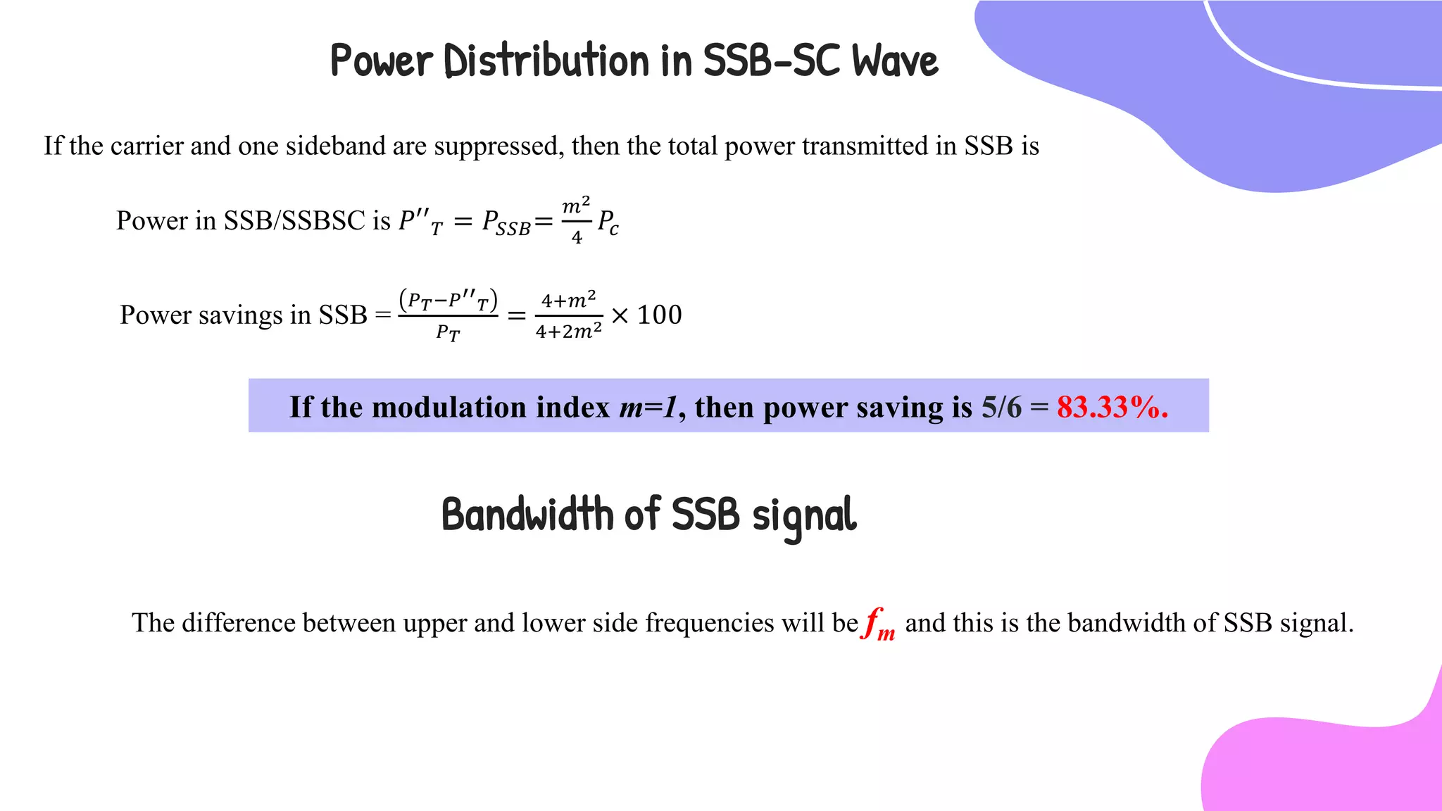 Ec8491 CT - Unit 1 - Single Sideband Suppressed Carrier (SSB-SC) | PPTX