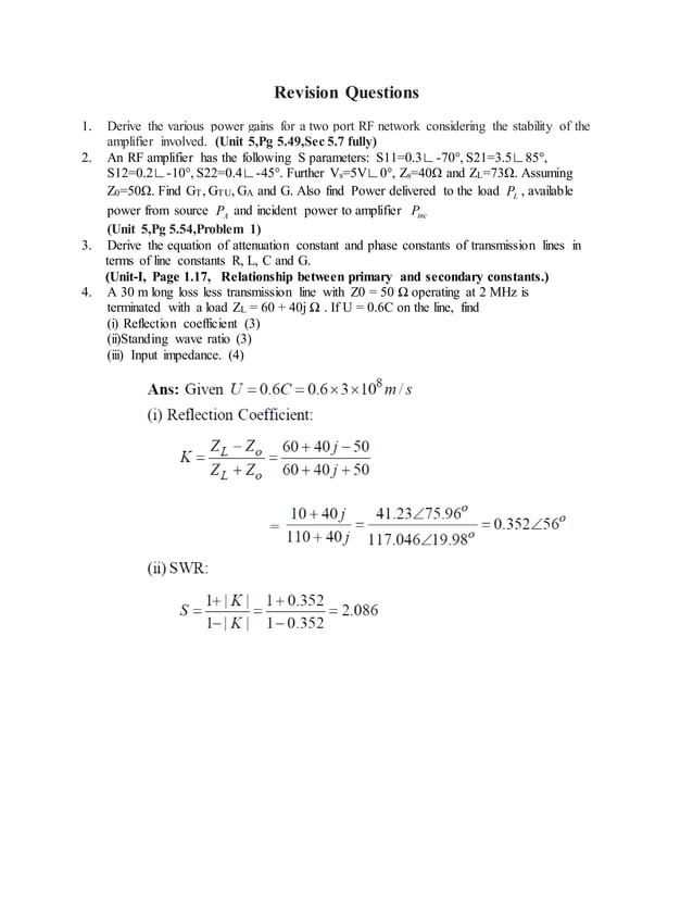 Ec8651 transmissions lines and rf systems | DOCX | Physics | Science