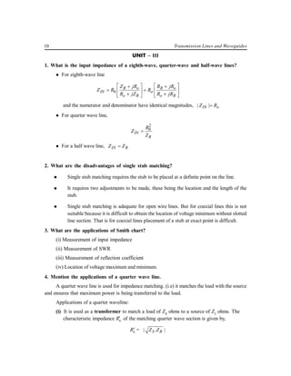 EC8651 Transmissions lines and RF systems-two marks | PDF