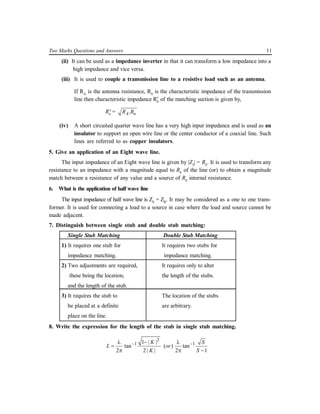 EC8651 Transmissions lines and RF systems-two marks | PDF