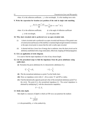 EC8651 Transmissions lines and RF systems-two marks | PDF