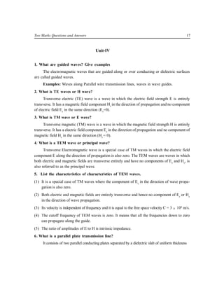 EC8651 Transmissions lines and RF systems-two marks | PDF