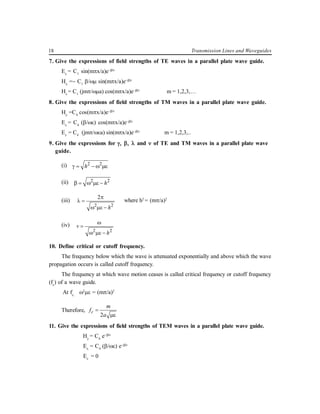 EC8651 Transmissions lines and RF systems-two marks | PDF