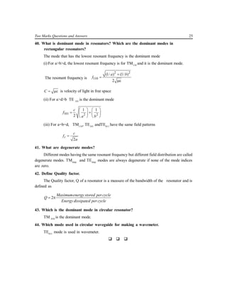 EC8651 Transmissions lines and RF systems-two marks | PDF