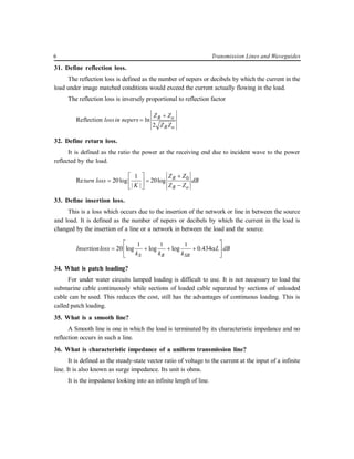EC8651 Transmissions lines and RF systems-two marks | PDF