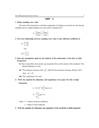 EC8651 Transmissions lines and RF systems-two marks | PDF