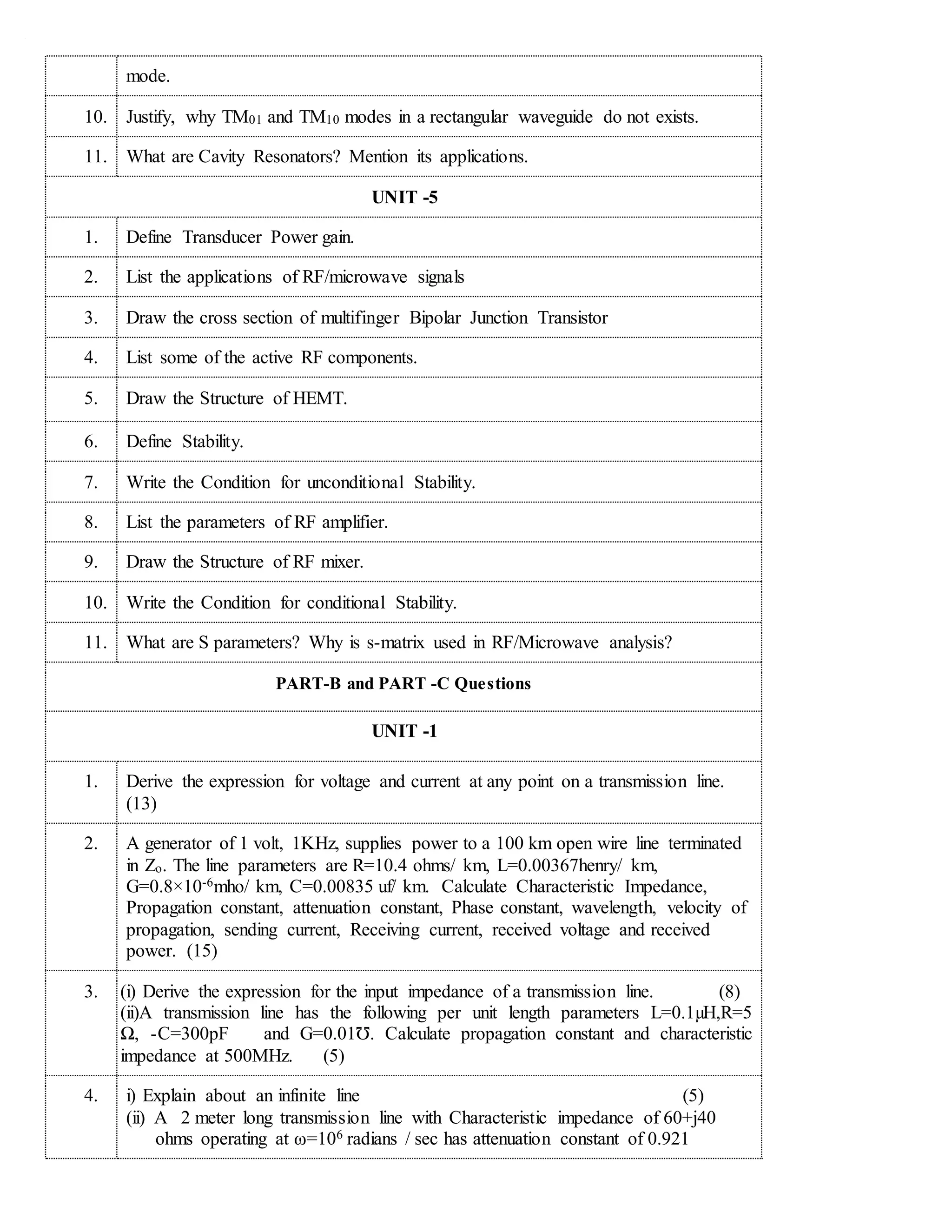 EC8651 Transmission lines and RF systems | DOCX