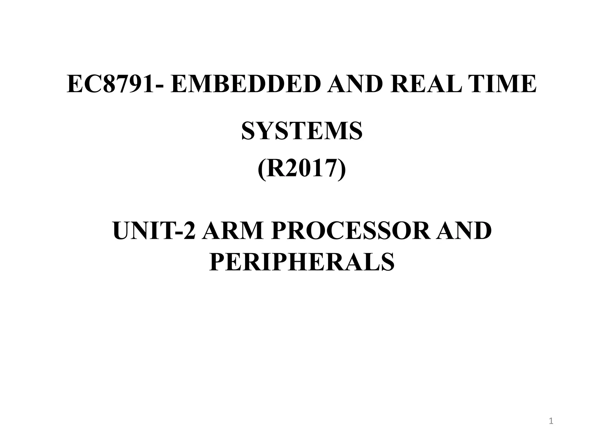 Ec8791 Arm Processor And Peripheralspptx Operating Systems Computer Software And Applications