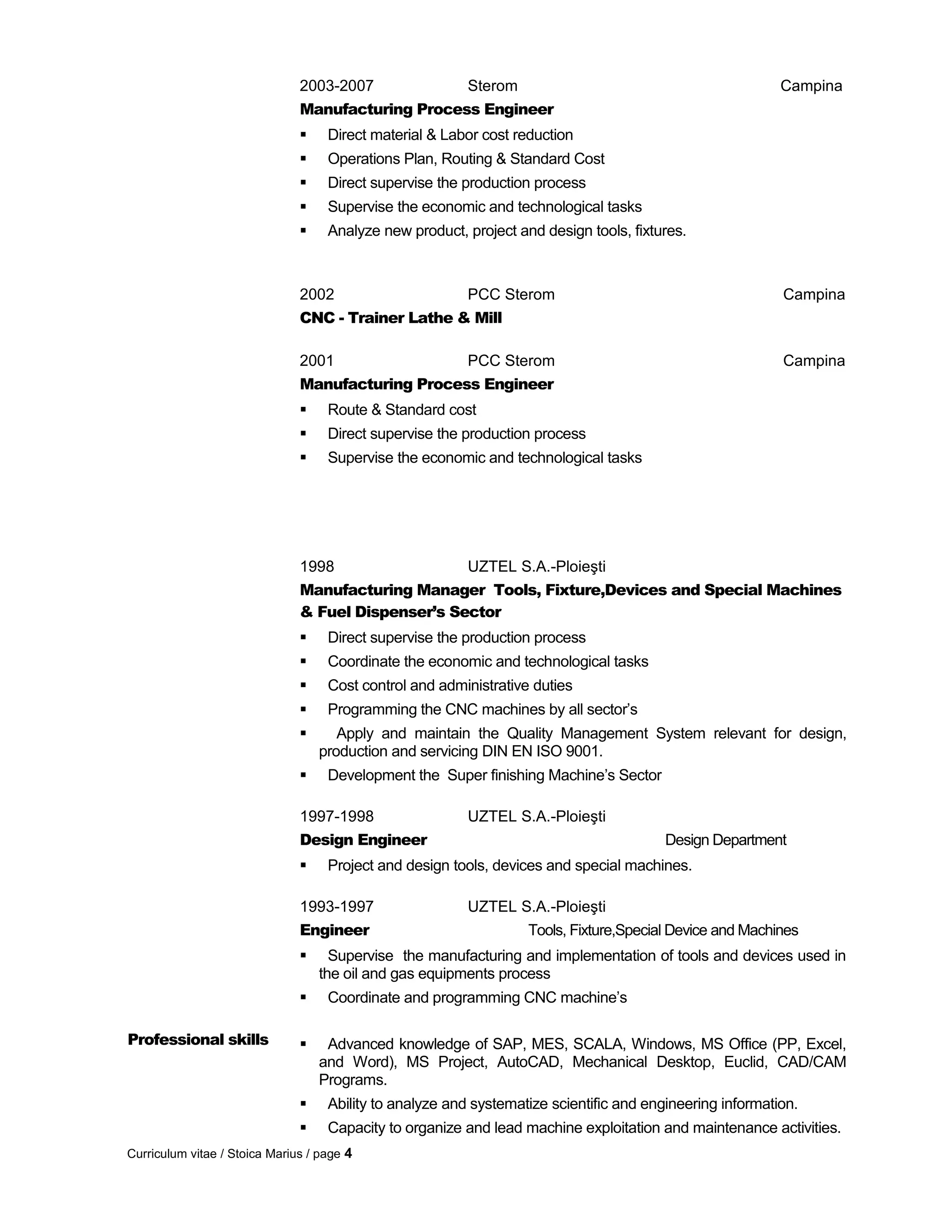 Professional Resume Marius | DOC