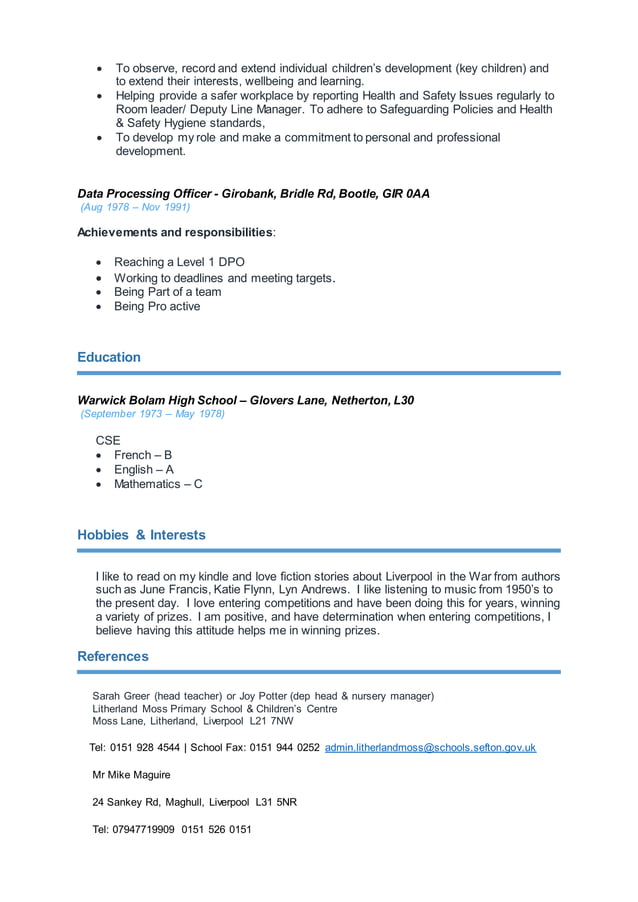 Carol Turner CV | PDF