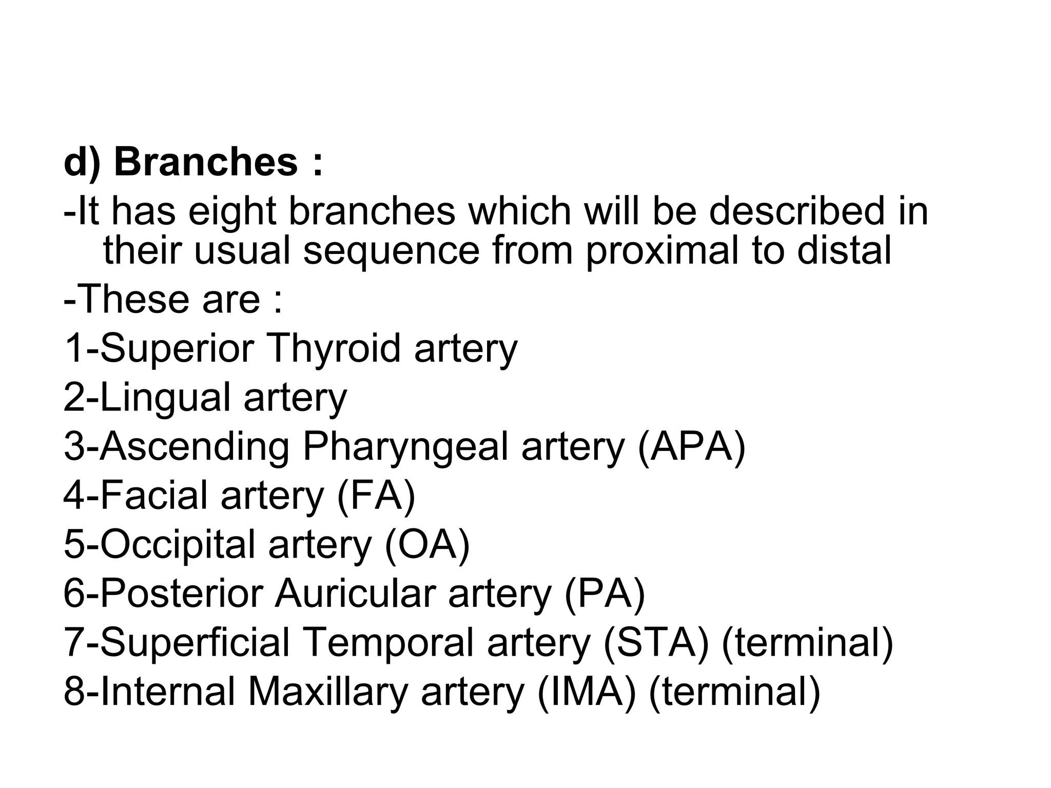 Anatomy of the external carotid artery (ECA) | PPT