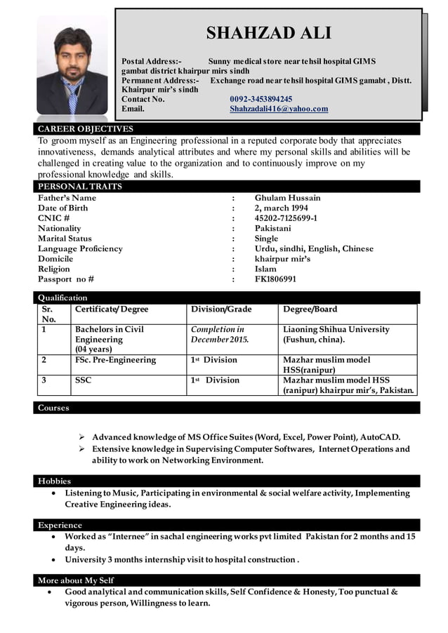 shahzad ali CV | PDF
