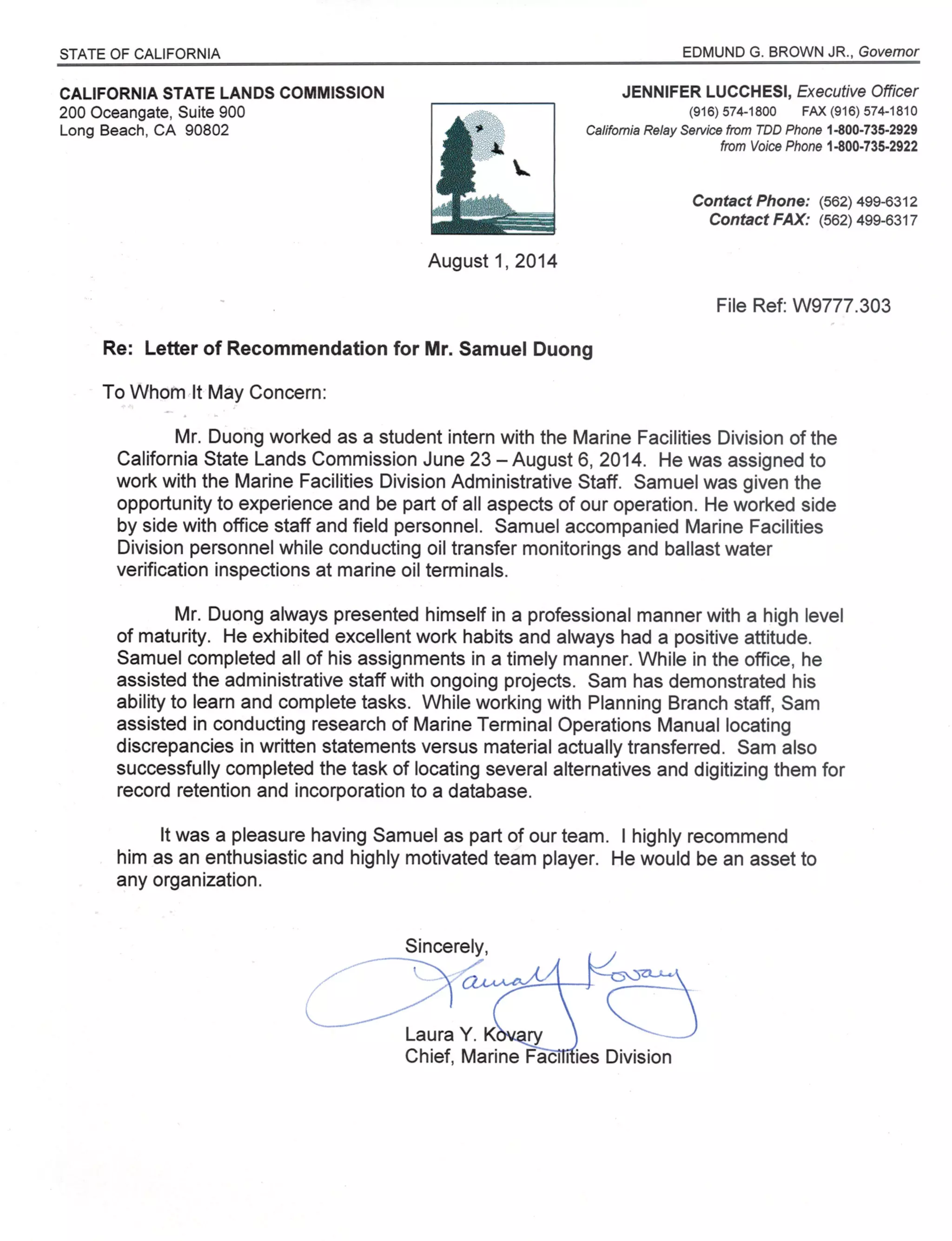 State Lands Commission reference letter | PDF