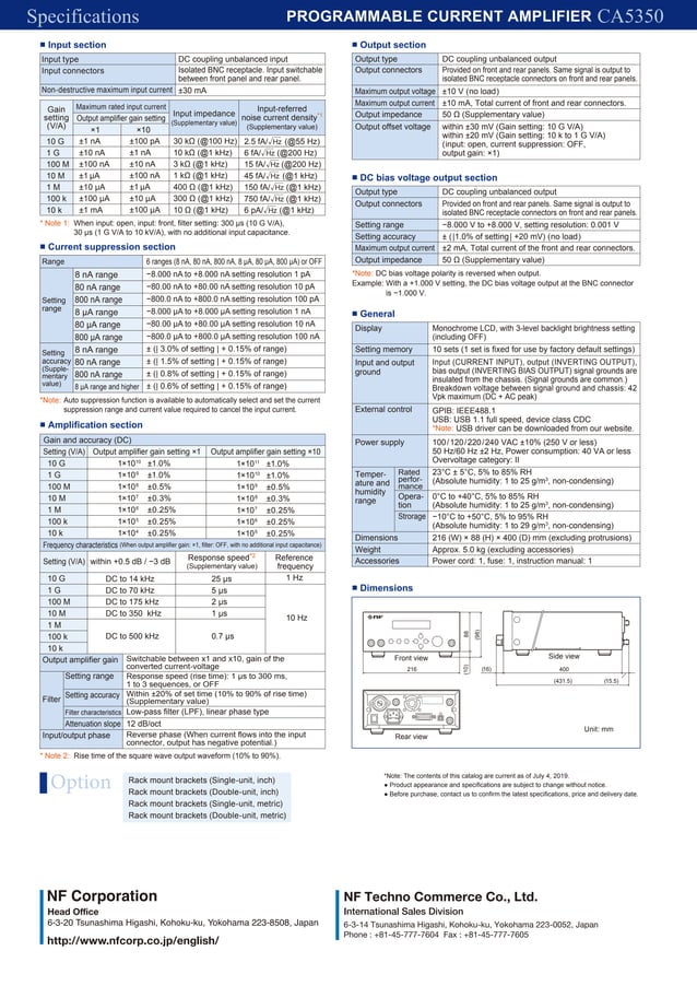NF Programmable Current Amplifier E ca5350 | PDF