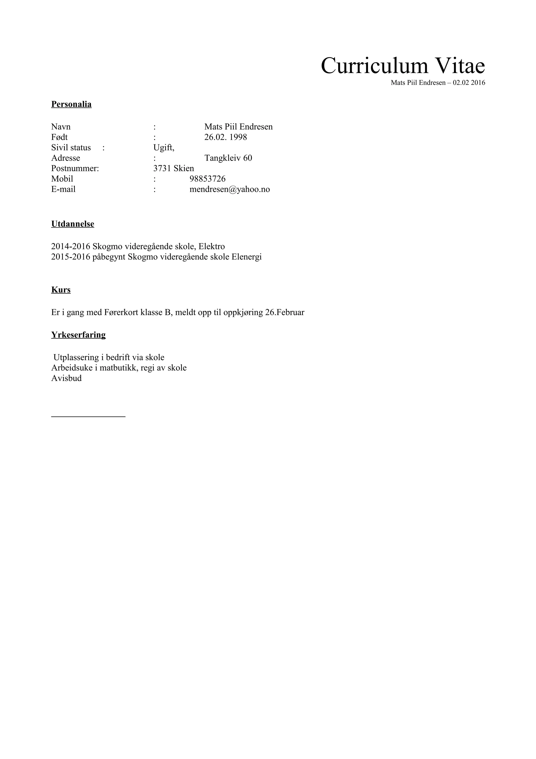 mats-cv | ODT