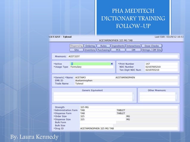 PHA MEDITECH DICTIONARY TRAINING FOLLOW-UP | PPTX | Pharmaceutical ...