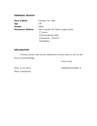 Vasanth_Resume | DOC