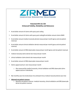 Potential KPIs for CDI | PDF | Business | Business and Finance