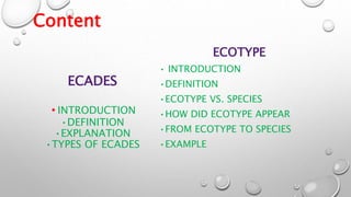 Ecades and ecotype | PPTX