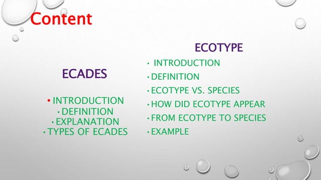 Ecades and ecotype | PPTX | Genetics | Science