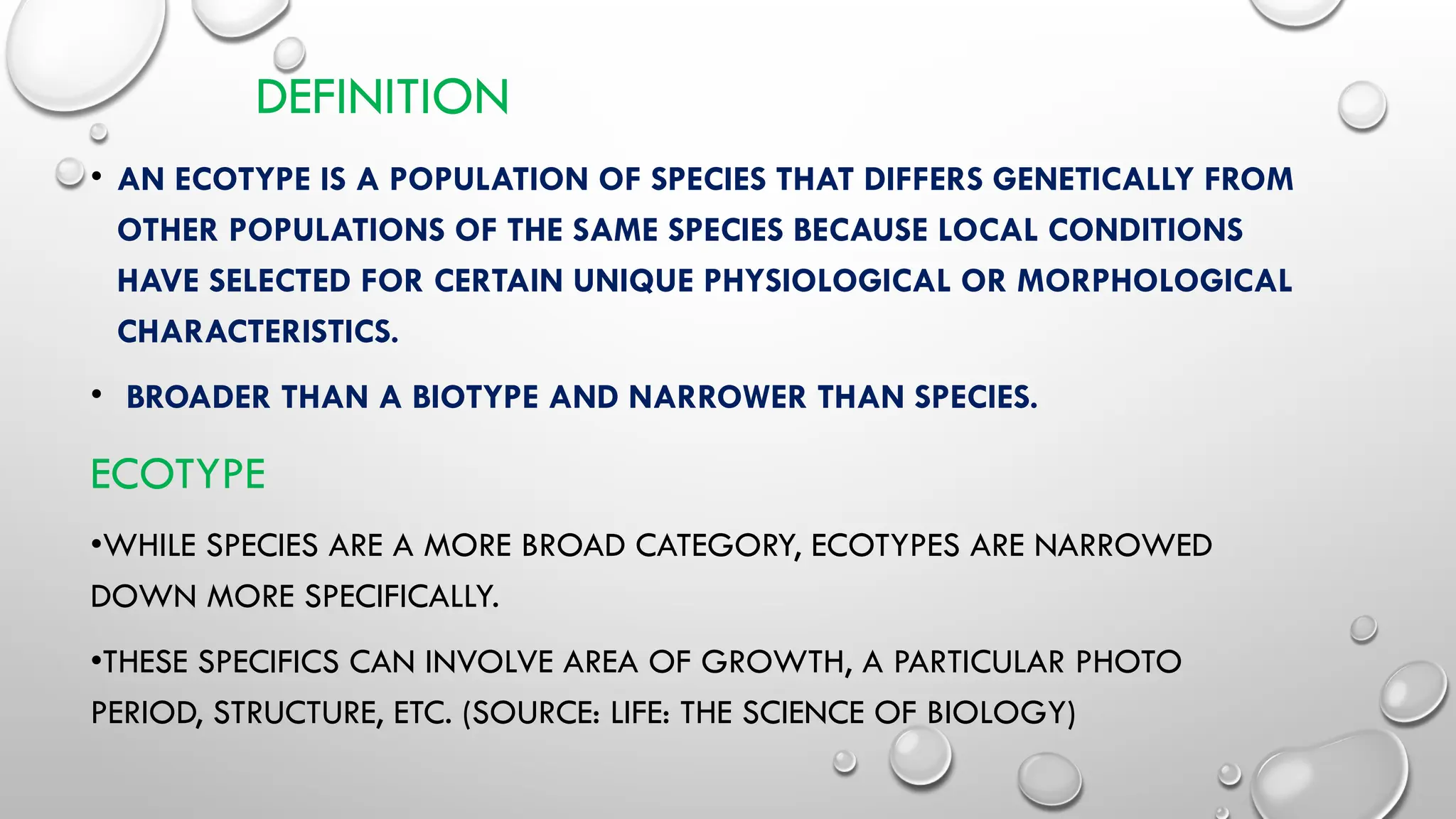 ecades and ecotype are two important concepts | PPTX