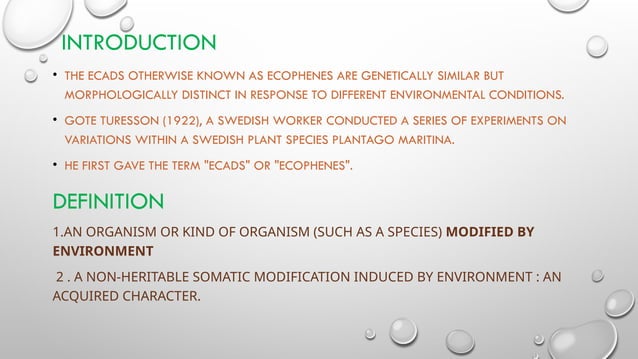 ecades and ecotype are two important concepts | PPTX | Genetics | Science
