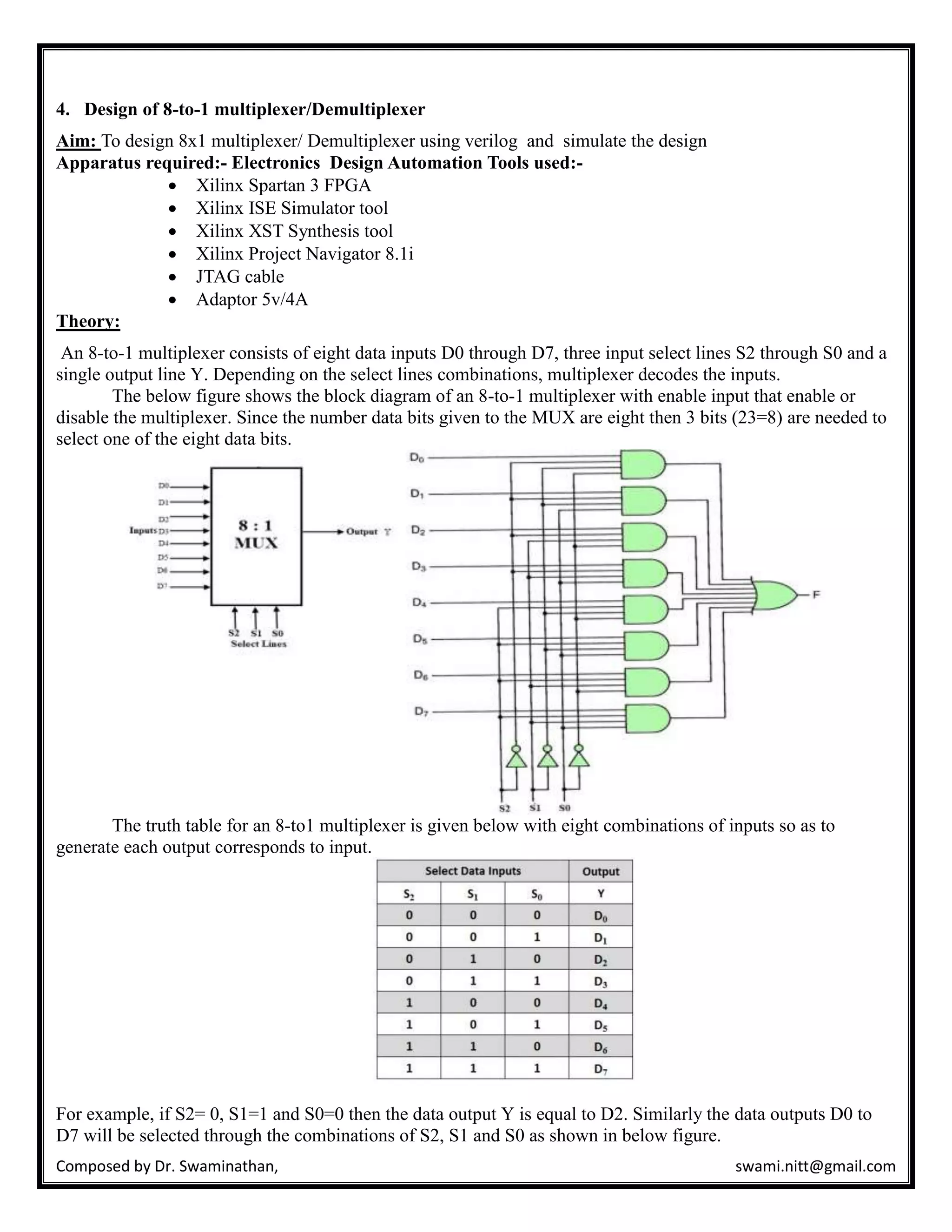 Verilog lab manual (ECAD and VLSI Lab) | PDF