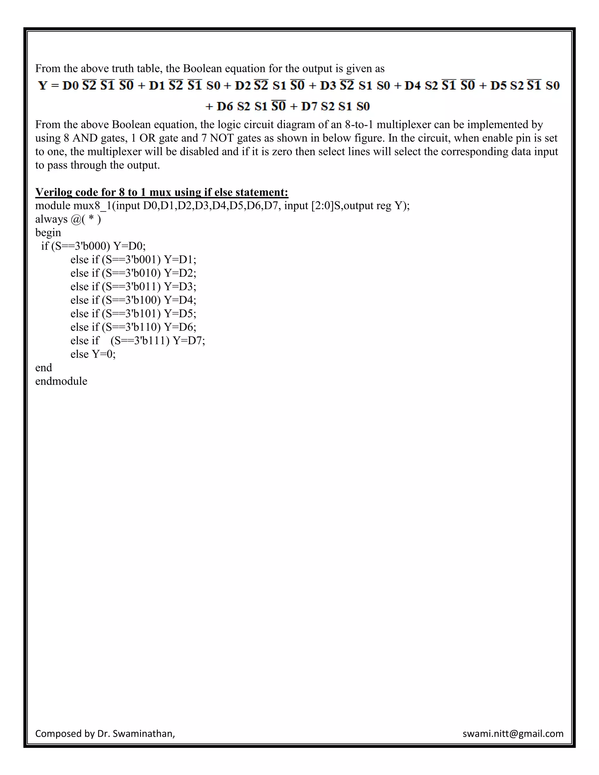Verilog lab manual (ECAD and VLSI Lab) | PDF