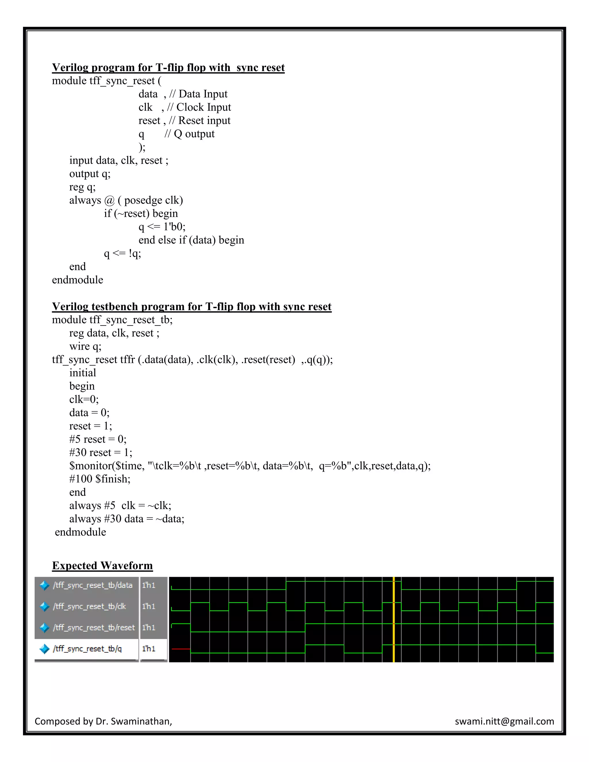 Verilog lab manual (ECAD and VLSI Lab) | PDF
