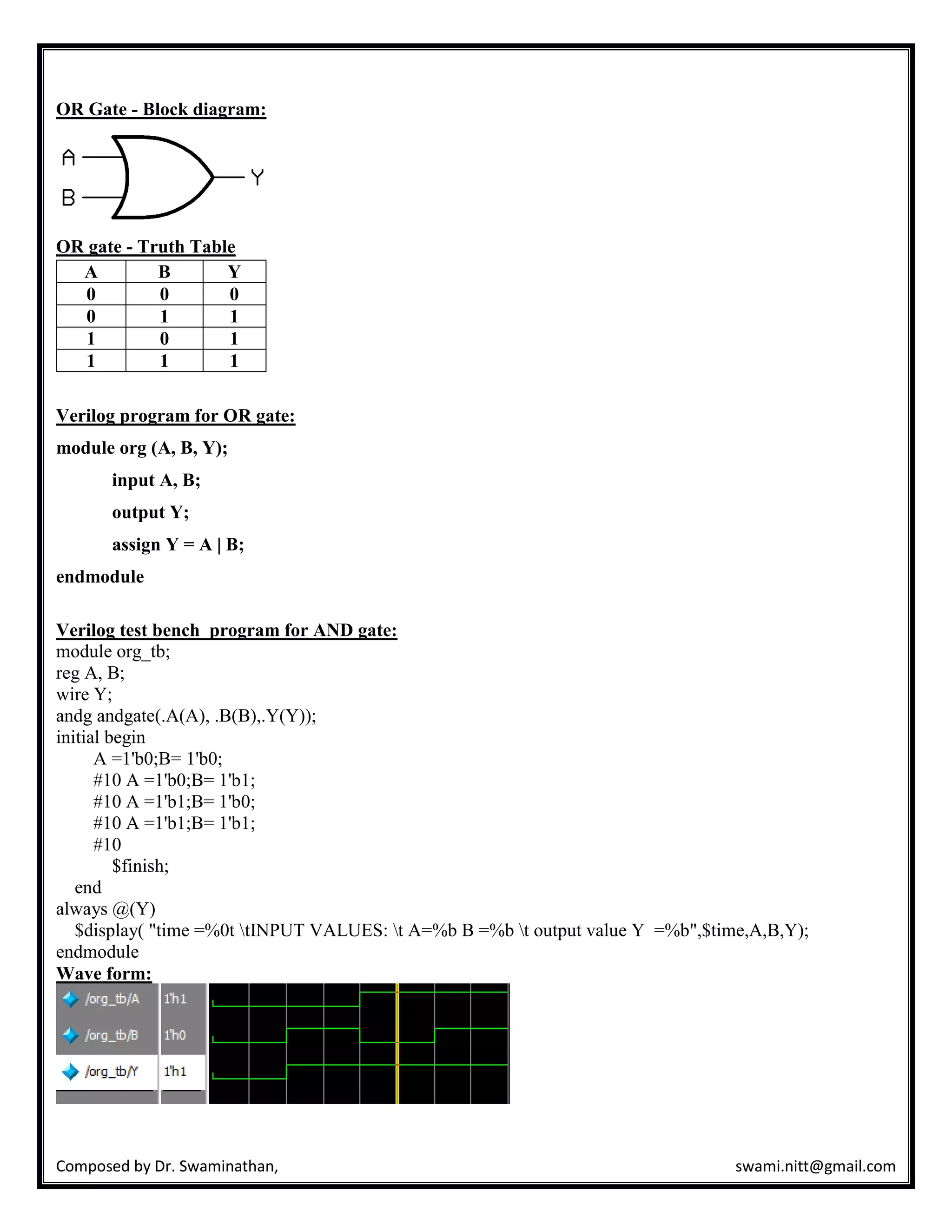 Verilog lab manual (ECAD and VLSI Lab) | PDF