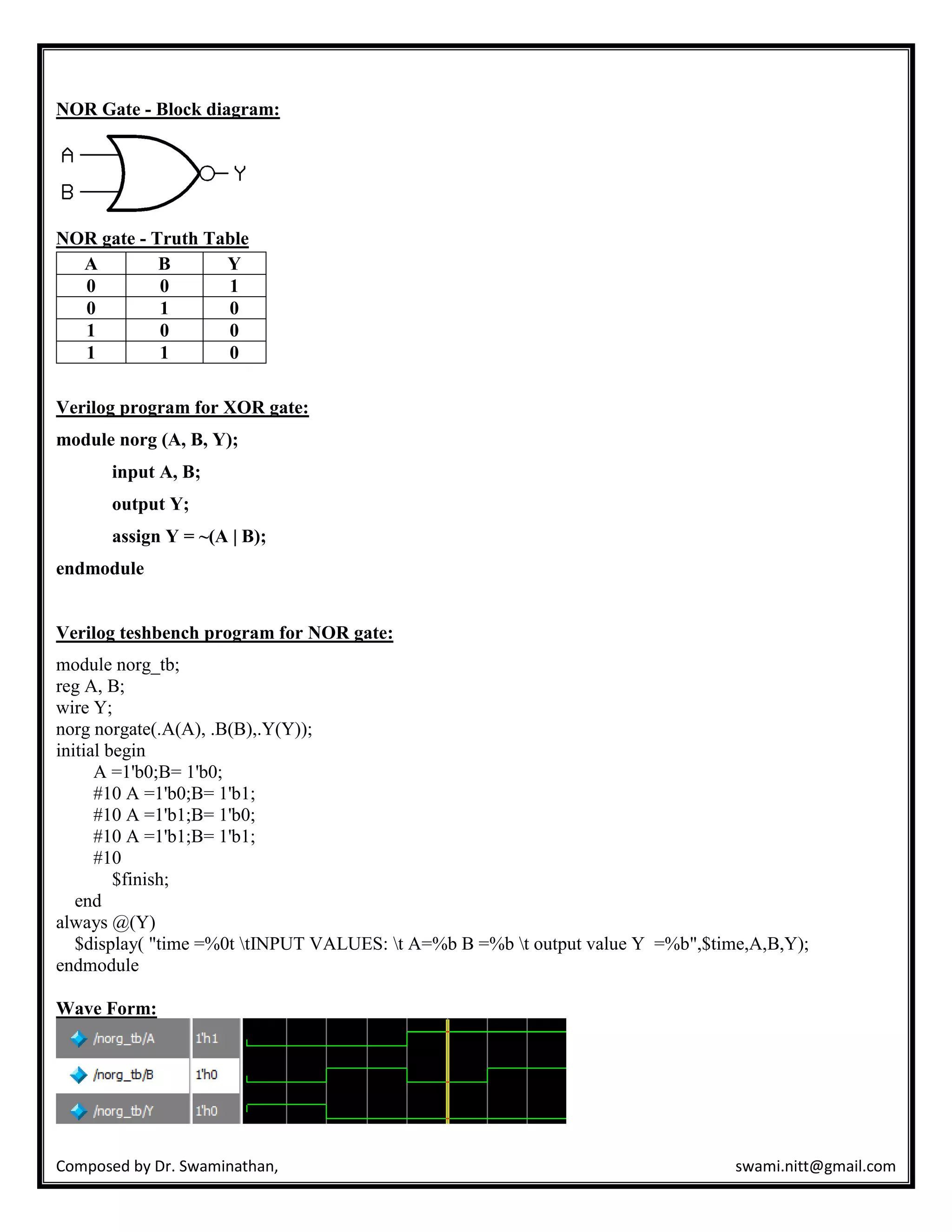 Verilog lab manual (ECAD and VLSI Lab) | PDF