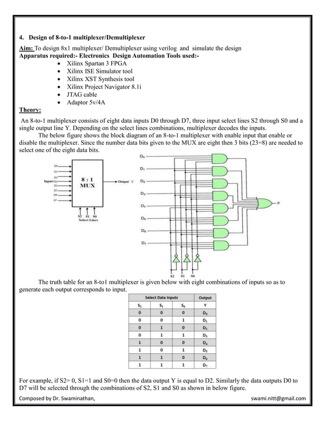 Verilog lab manual (ECAD and VLSI Lab) | PDF