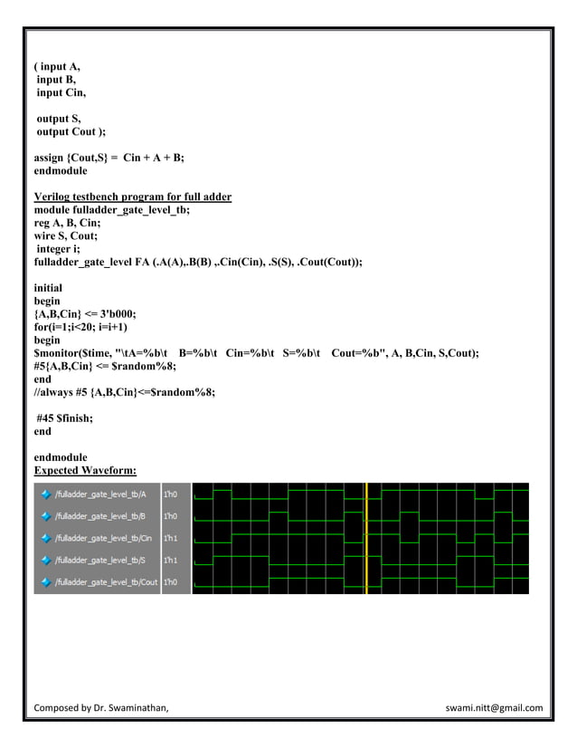 Verilog lab manual (ECAD and VLSI Lab) | PDF