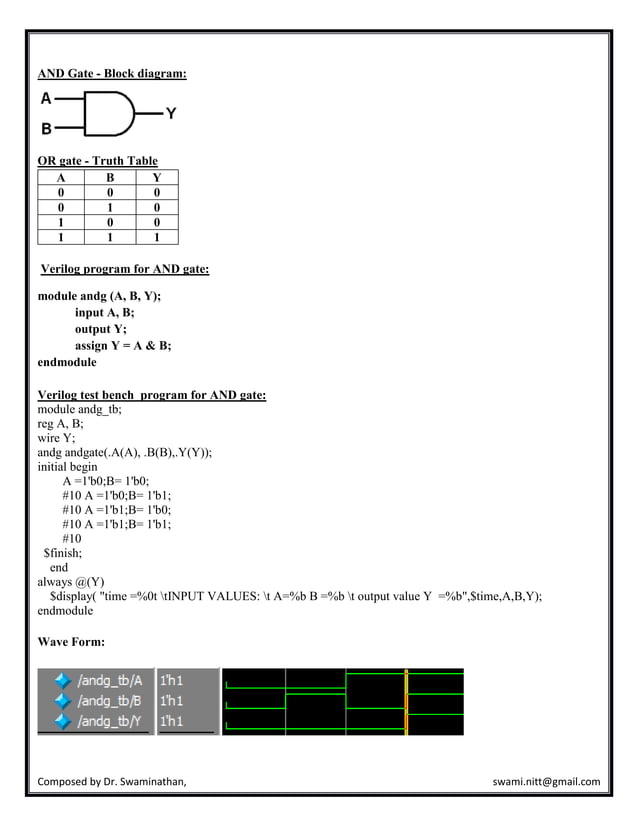 Verilog lab manual (ECAD and VLSI Lab) | PDF