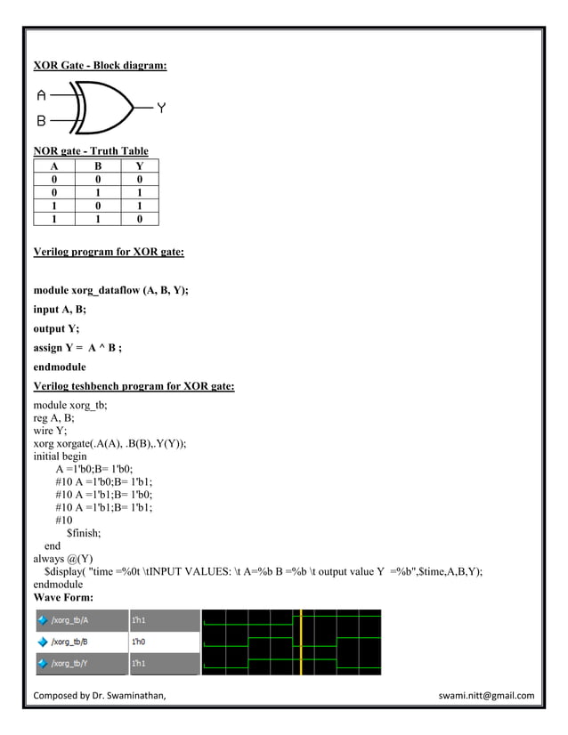 Verilog lab manual (ECAD and VLSI Lab) | PDF
