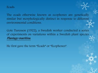 Ecads and ecotypes | PPTX