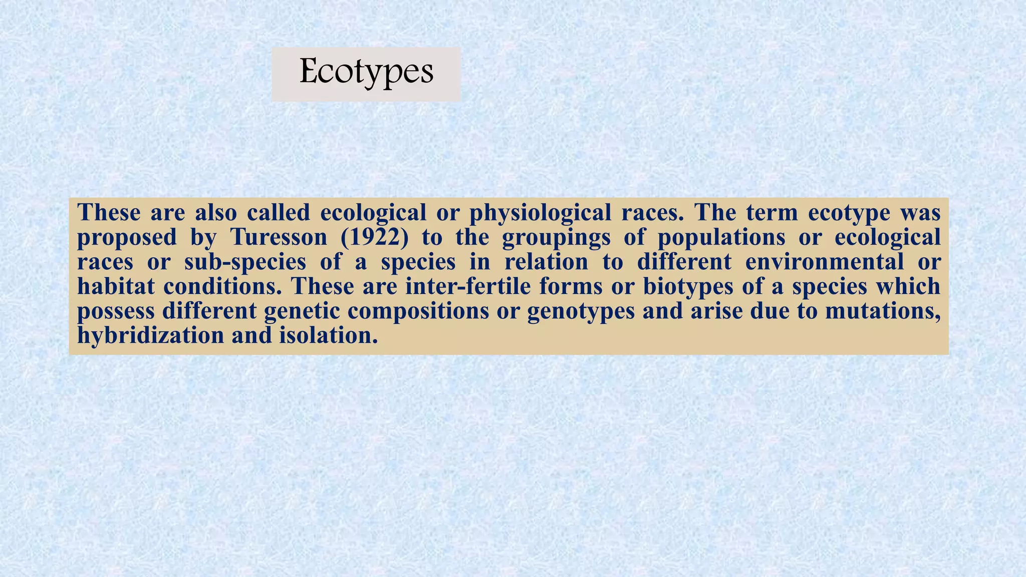 Ecads and ecotypes | PPTX