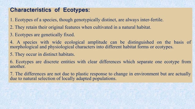 Ecads and ecotypes | PPTX | Geography | Science