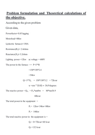PROBLEM ON THE POWERFACTOR CORRRECTION IN POWER PLANT | DOCX